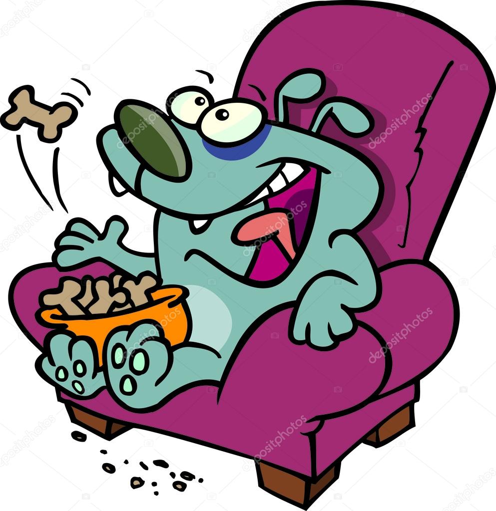 CARTOON LAZY DOG EATING BISCUITS ON A CHAIR Stock Vector Image by ...
