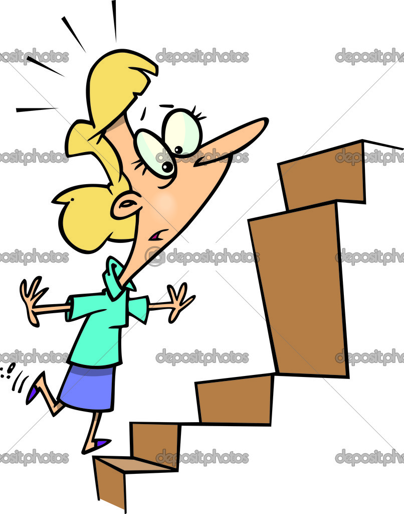 Cartoon woman going upstairs — Stock Vector © ronleishman #13979745