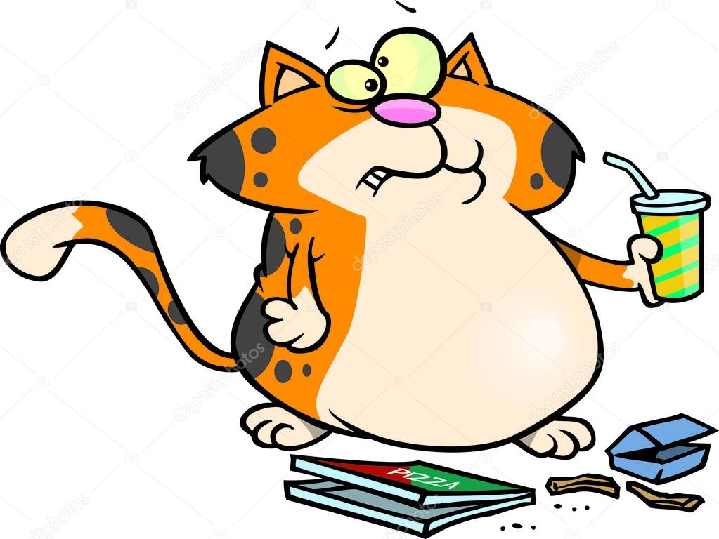 Cartoon Fat Cat Eating