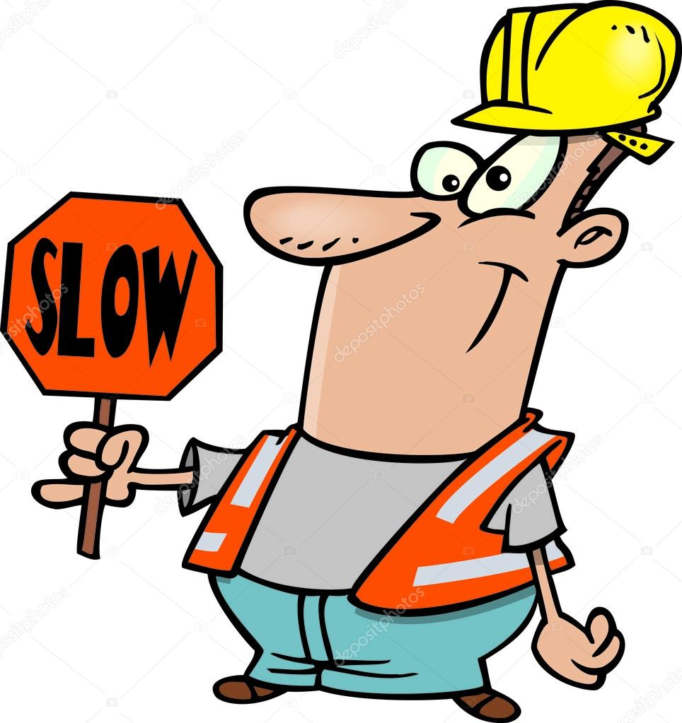 Cartoon Construction Flagman Clip Art