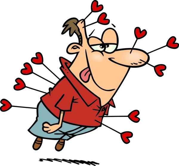 Illustration of a black and white outline cartoon man with his heart ...