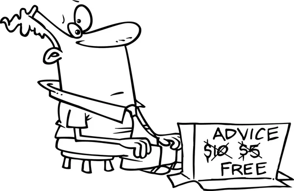 Cartoon Businessman Offering Free Advice - Stock Image - Everypixel