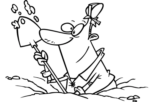 Cartoon Man Digging a Hole — Stock Vector © ronleishman #13980132