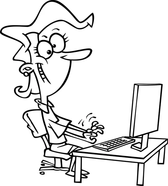 Cartoon Woman Typing on a Computer ⬇ Vector Image by © ronleishman ...
