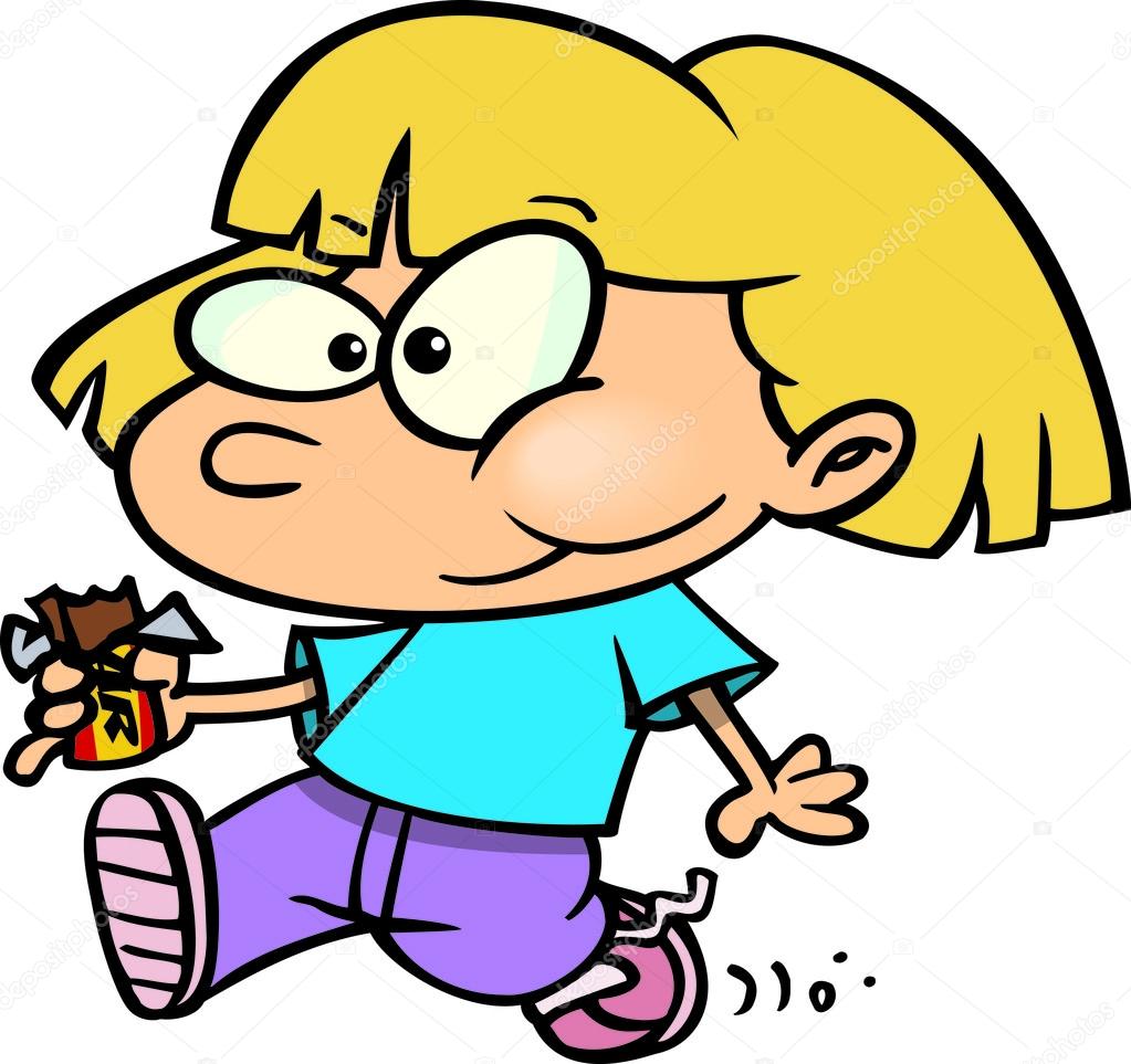 Dibujos animados chica comiendo un candybar 2024