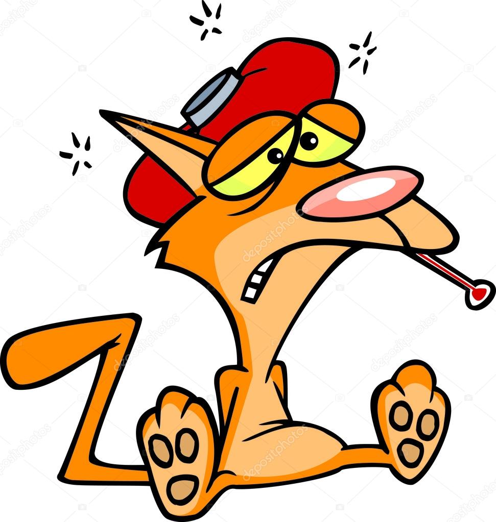 Sick Cat Cartoon