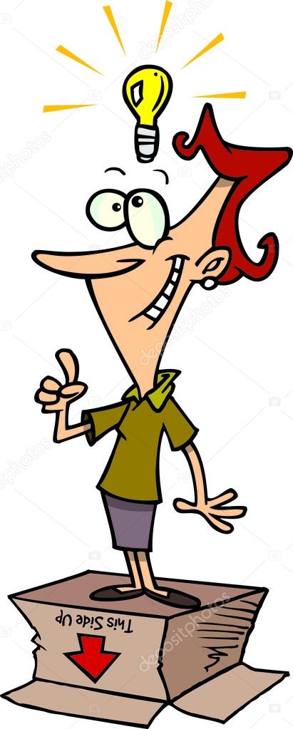 Cartoon Woman Thinking Outside the Box Stock Vector Image by ...