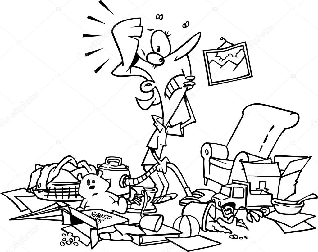 Cartoon Cluttered House — Stock Vector © ronleishman #13983076
