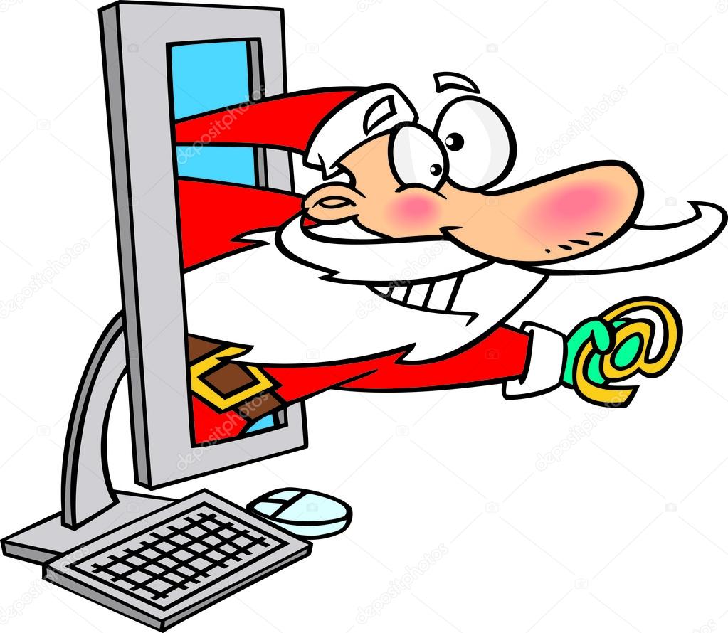 Cartoon Santa Email Stock Vector by ©ronleishman 13984052