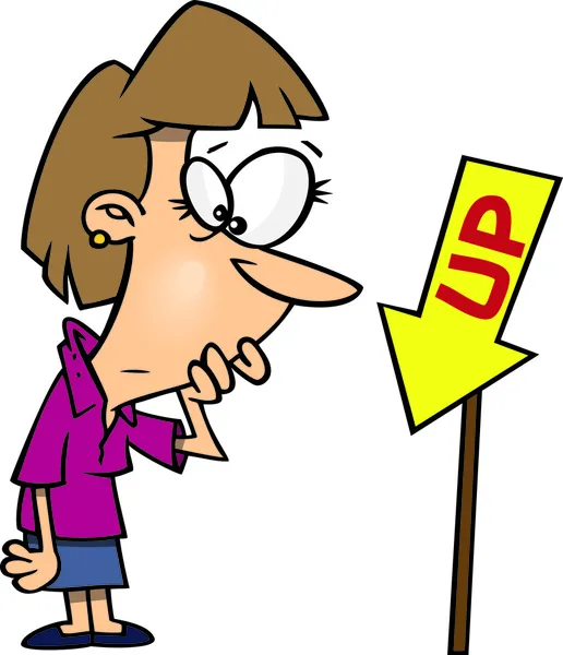 Confused cartoon woman looking at a sign Stock Vector by ©ronleishman ...