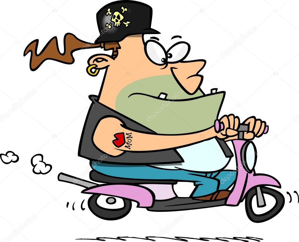 Cartoon Biker Moped ⬇ Vector Image by © ronleishman | Vector Stock 14000372