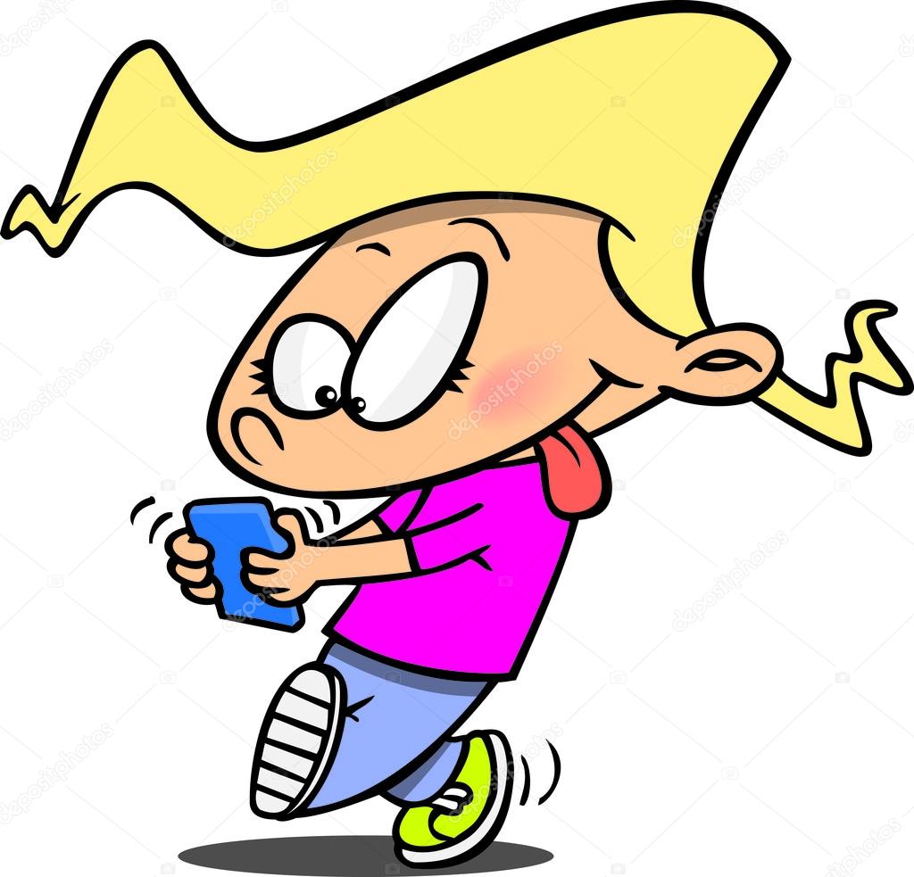 Cartoon Girl Texting — Stock Vector © ronleishman #14001538