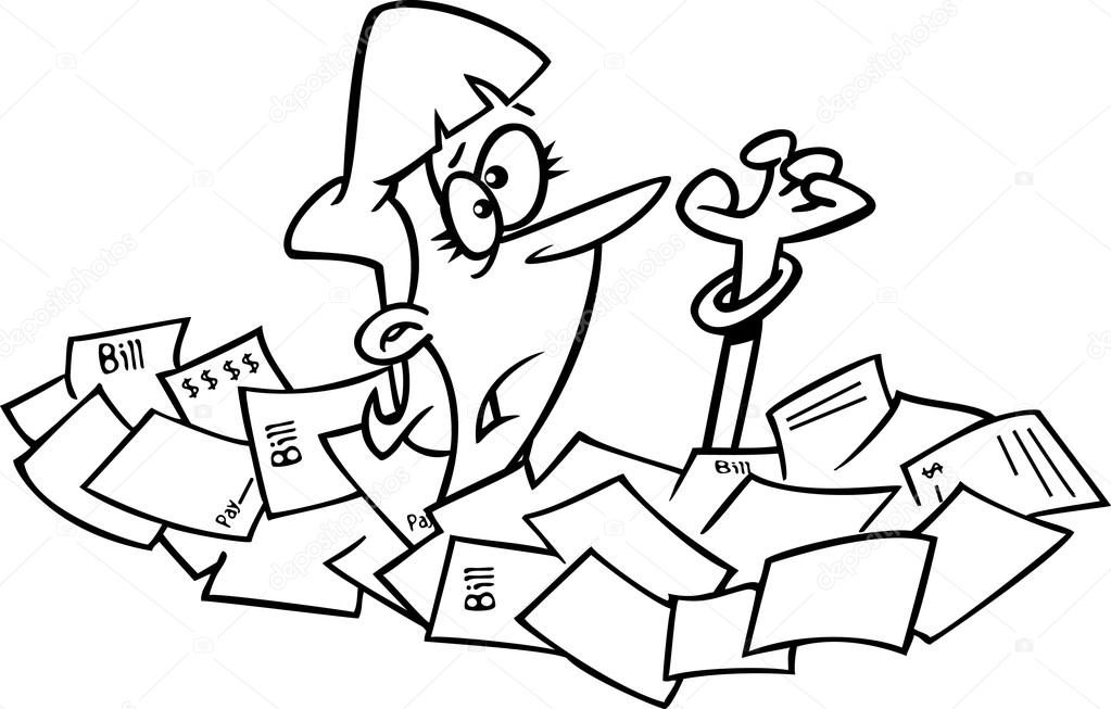 Cartoon Woman Drowning in Paperwork Stock Vector by ©ronleishman 14001633