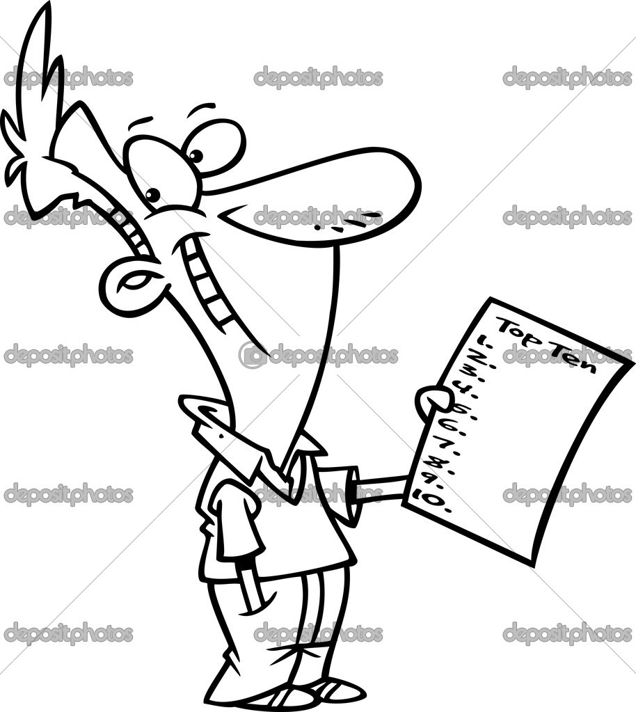 Hombre de dibujos animados con la lista de los diez mejores Vector de ...