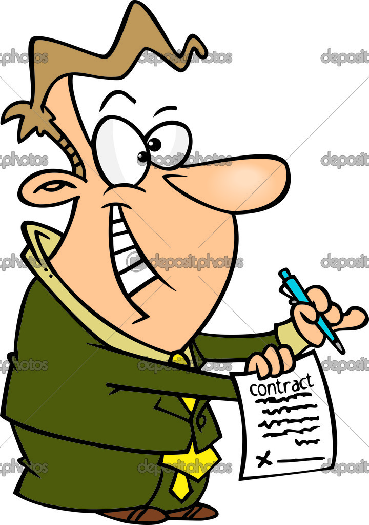 Cartoon Business Contract Stock Vector by ©ronleishman 14002799