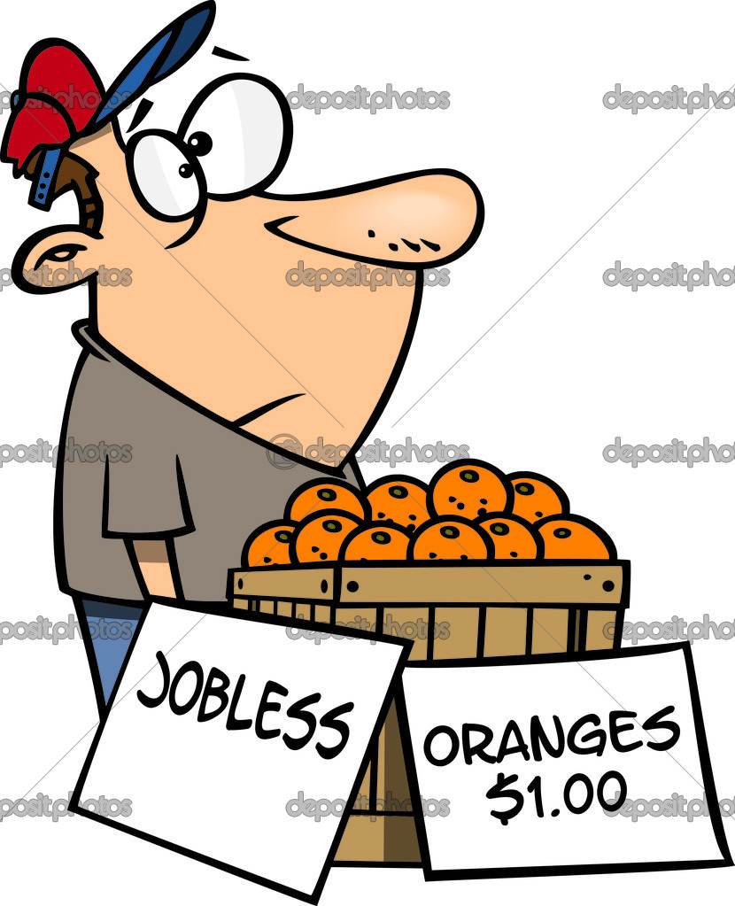 Hombre de dibujos animados vendiendo naranjas — Vector de stock ...