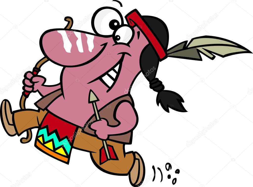 Illustration of a running native american indian archer warrior brave ...