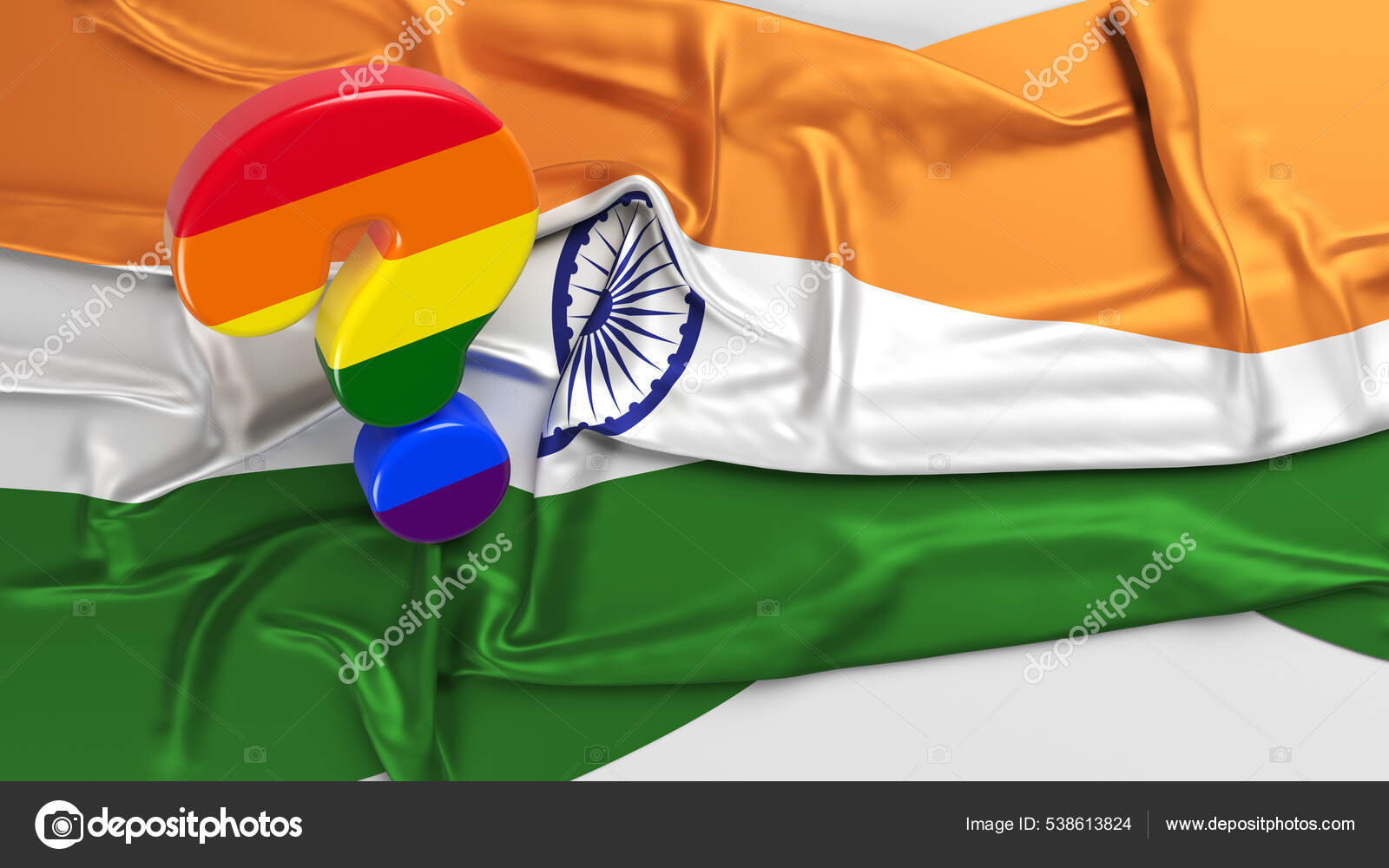 Question Mark Icon Covered Lgbtq Flag Stands Indian Flag White Stock ...