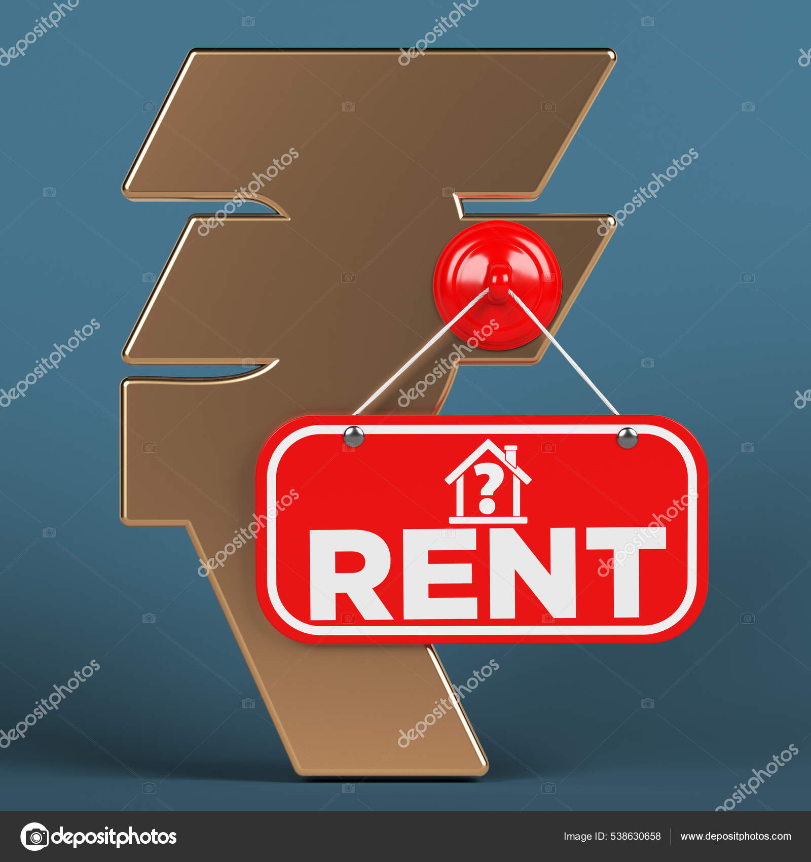 Gold Colored Indian Rupee Symbol Red Colored Rent Sign Charcoal Stock ...