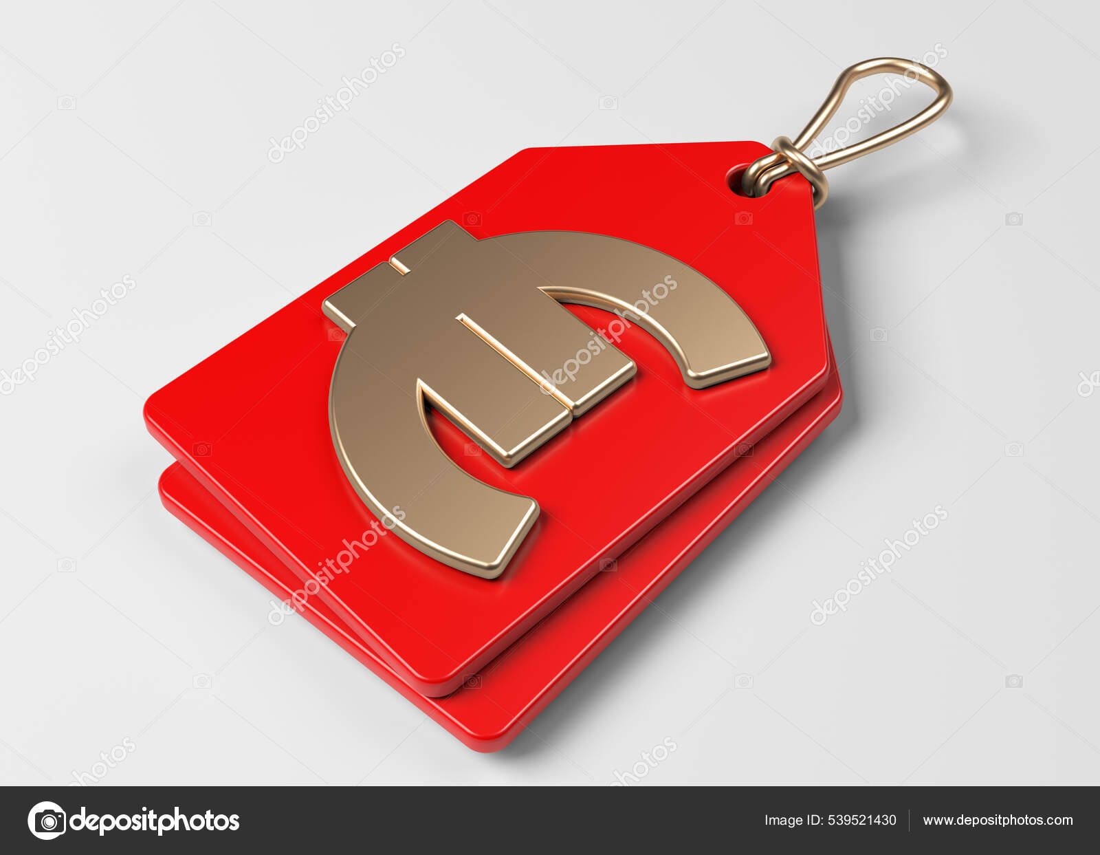 Gold Colored Euro Symbol Red Colored Price Tag White Colored — Stock ...