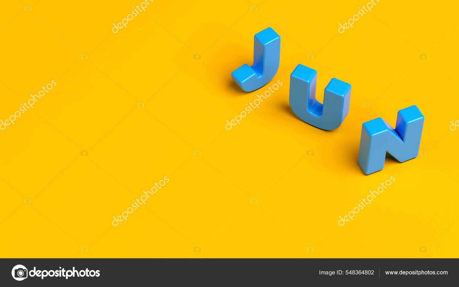 Blue Colored June Text Orange Colored Background Horizontal Composition ...