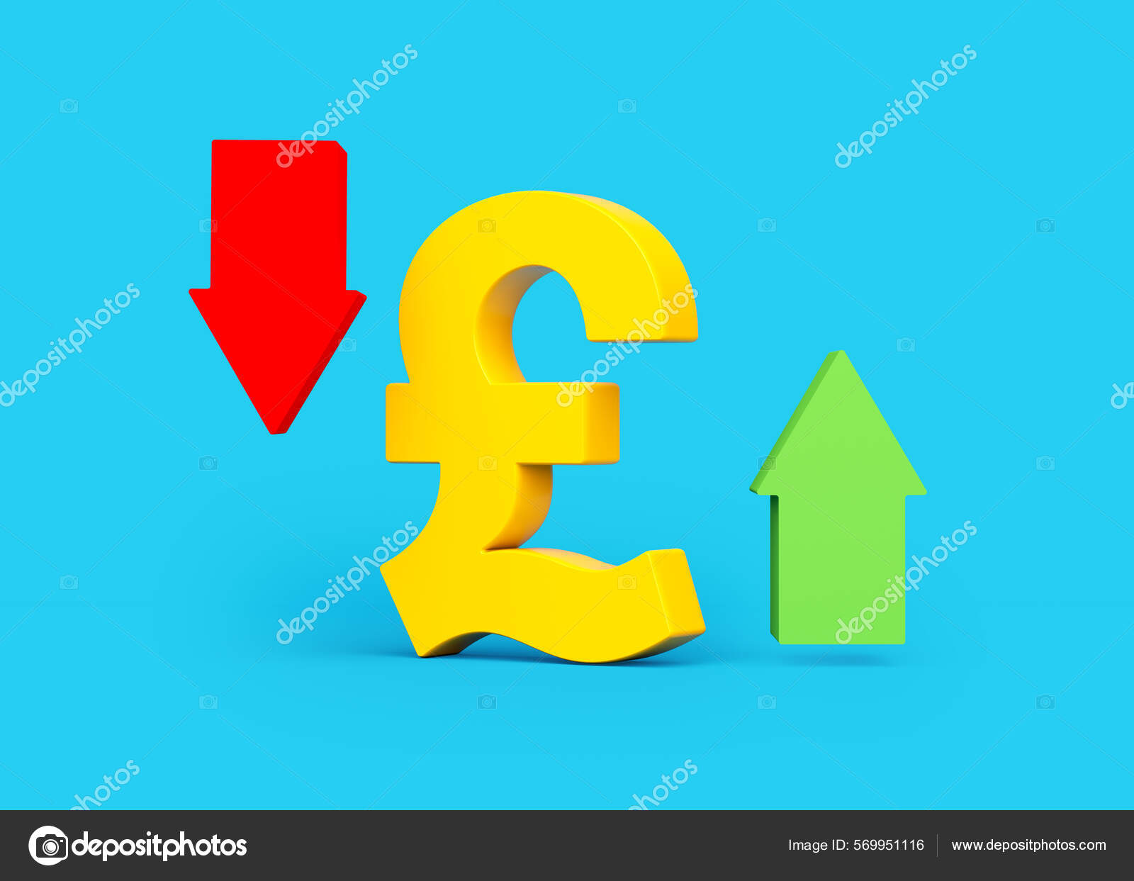 Yellow Color Pound Symbol Red Green Arrows Light Blue Color Stock ...