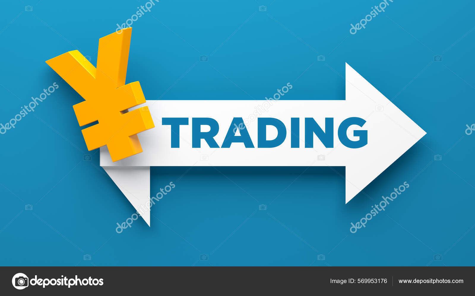 Orange Color Yen Symbol White Arrow Trading Text Blue Color — Stock ...