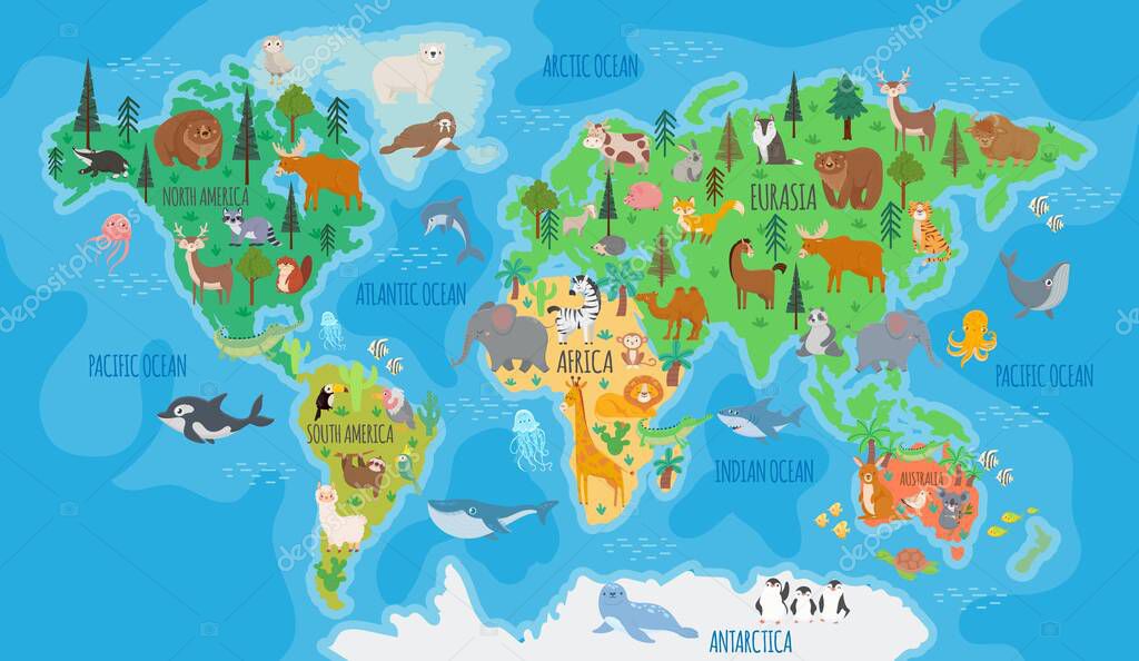 Póster De Mapa Del Mundo Para Niños Mapa Del Mundo Para Niños De