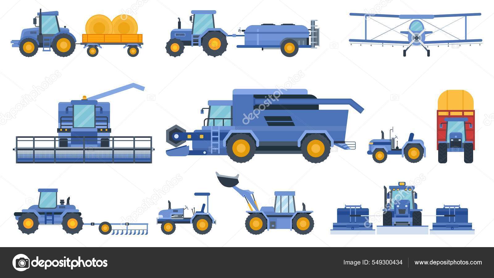 Flat farm machinery, agricultural field equipment, combines and ...