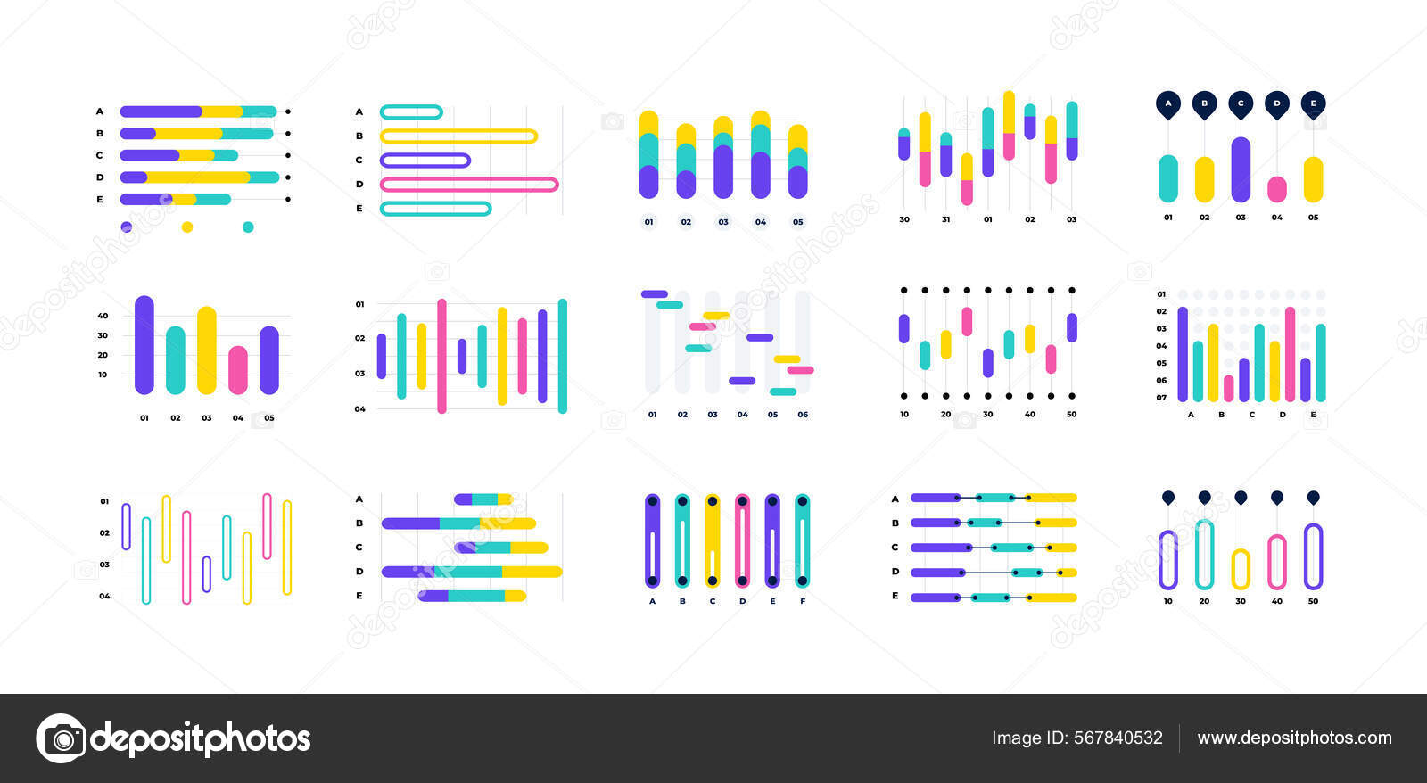 Histogram infographic. Business charts and modern financial statistic ...