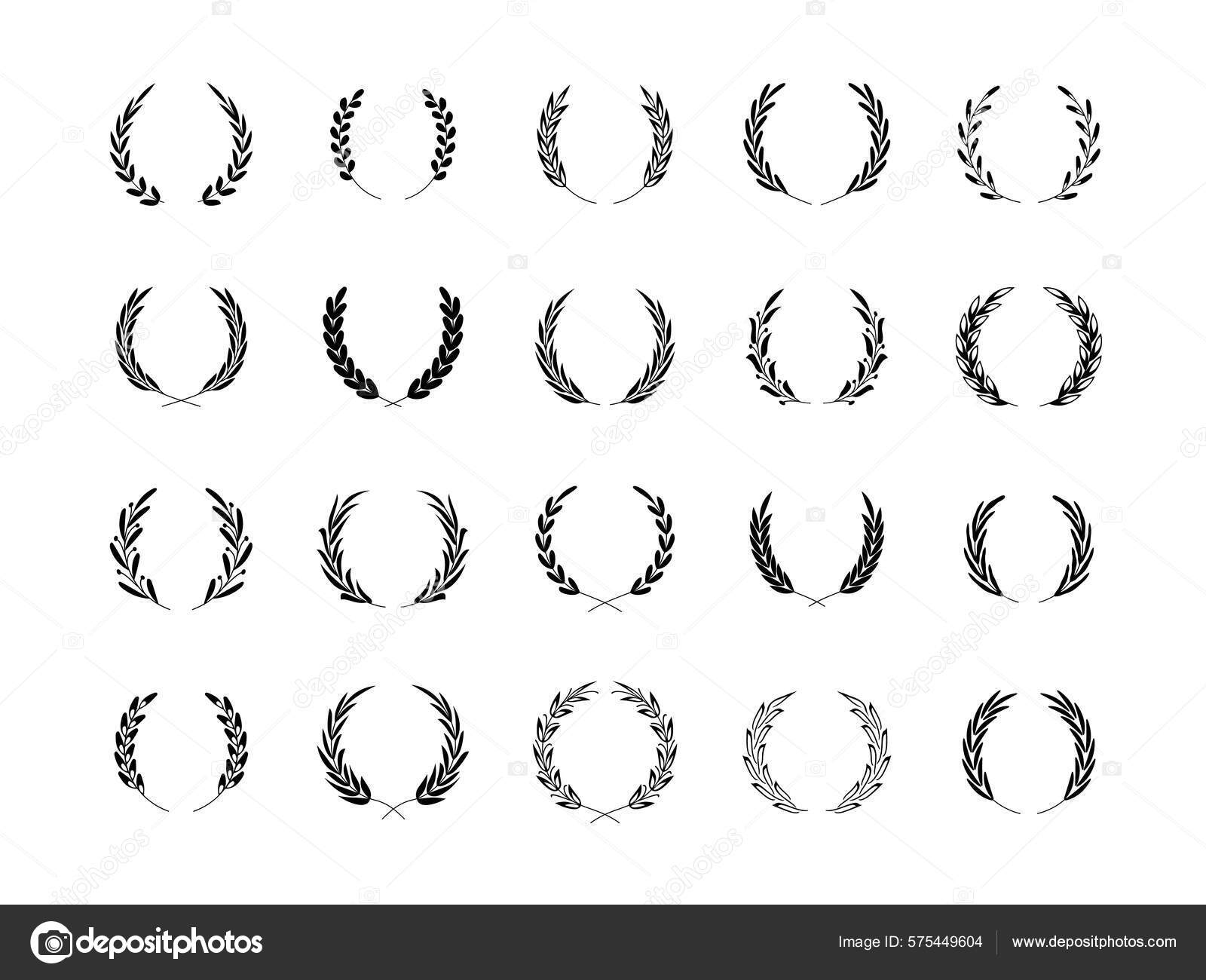 Laurel Wreath Olive Branch Award Diploma Certificate Silhouette Symbol ...