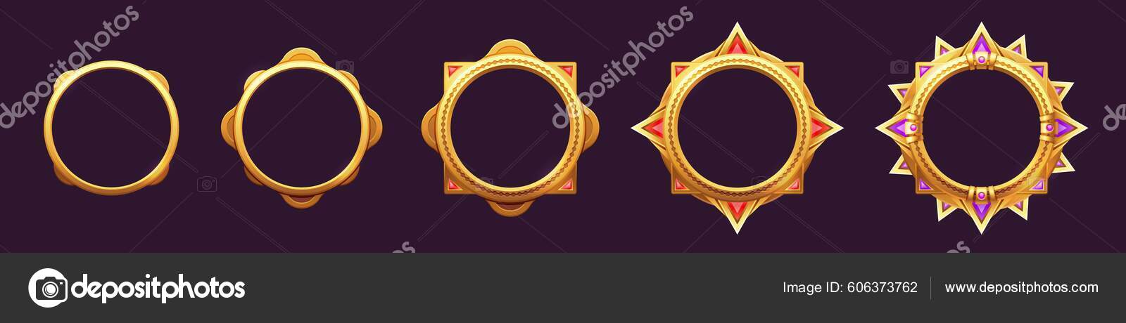 Game Level Frame Cartoon Avatar Border Kit Circle Game Asset Stock ...