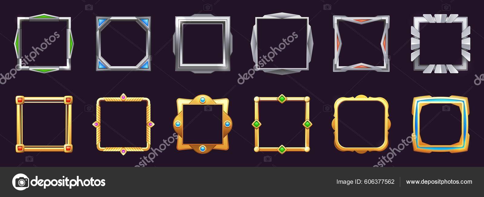 Game Square Frame Empty Border Game Asset Items Cartoon Stylized Stock ... Game Square Frame Empty Border Game Asset Items Cartoon Stylized Stock ...