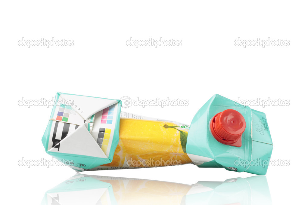 Crushed drink juice box isolated on white Stock Photo by ©nayneung1 ...