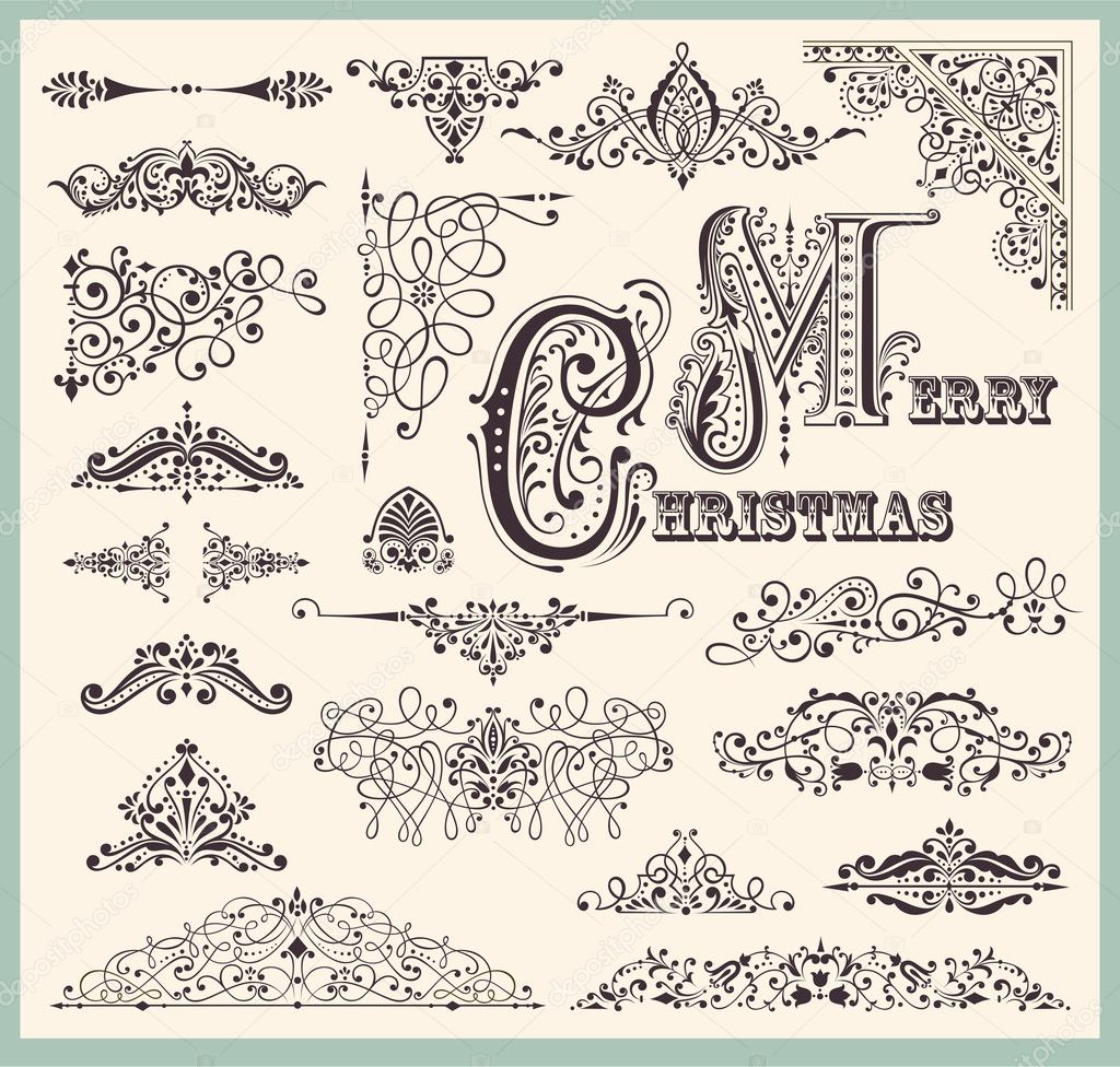 Vector set of Vintage Ornaments and Design Elements — Stock Vector ...