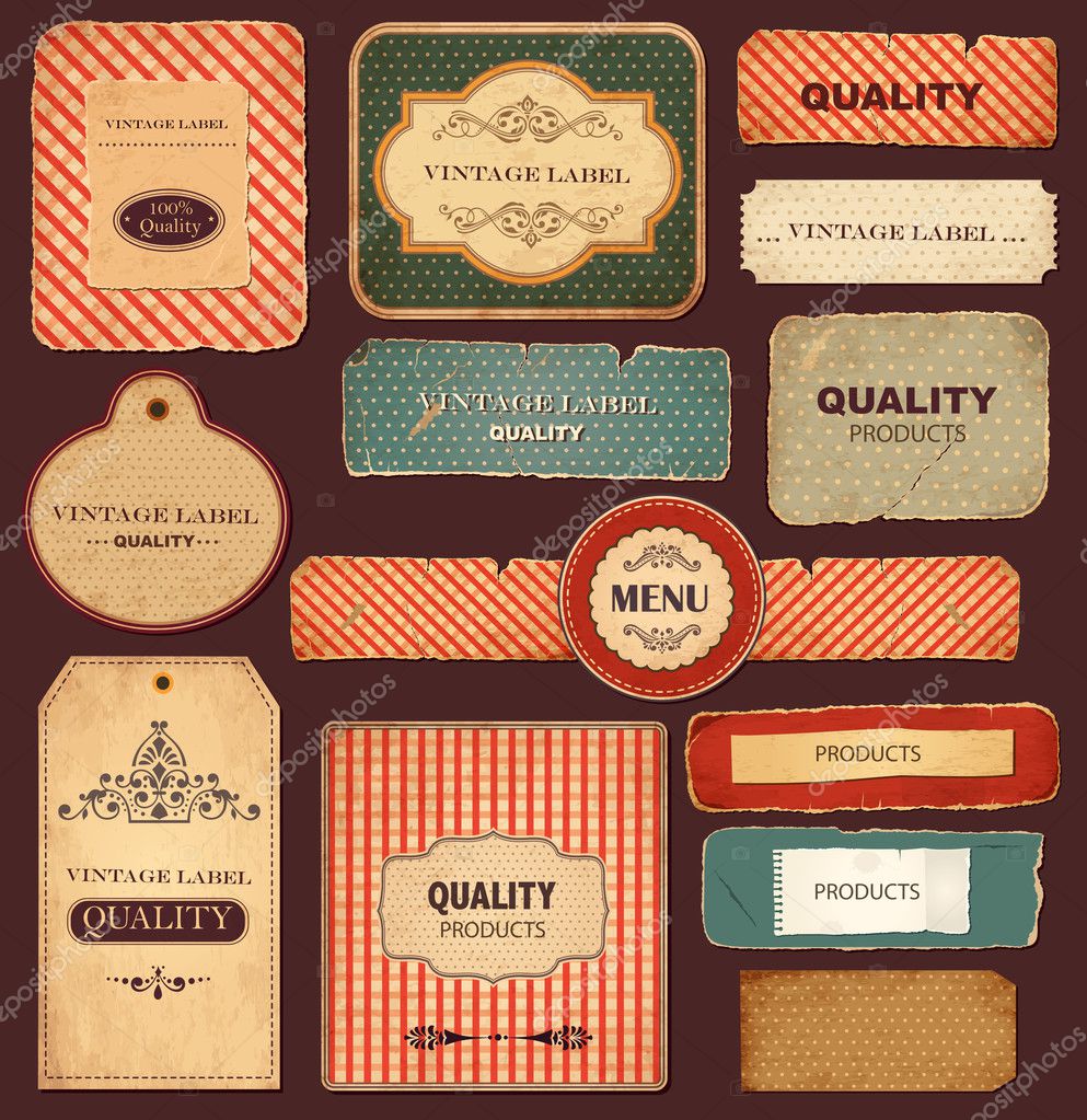 Vector collection: vintage and retro labels Stock Vector Image by ...