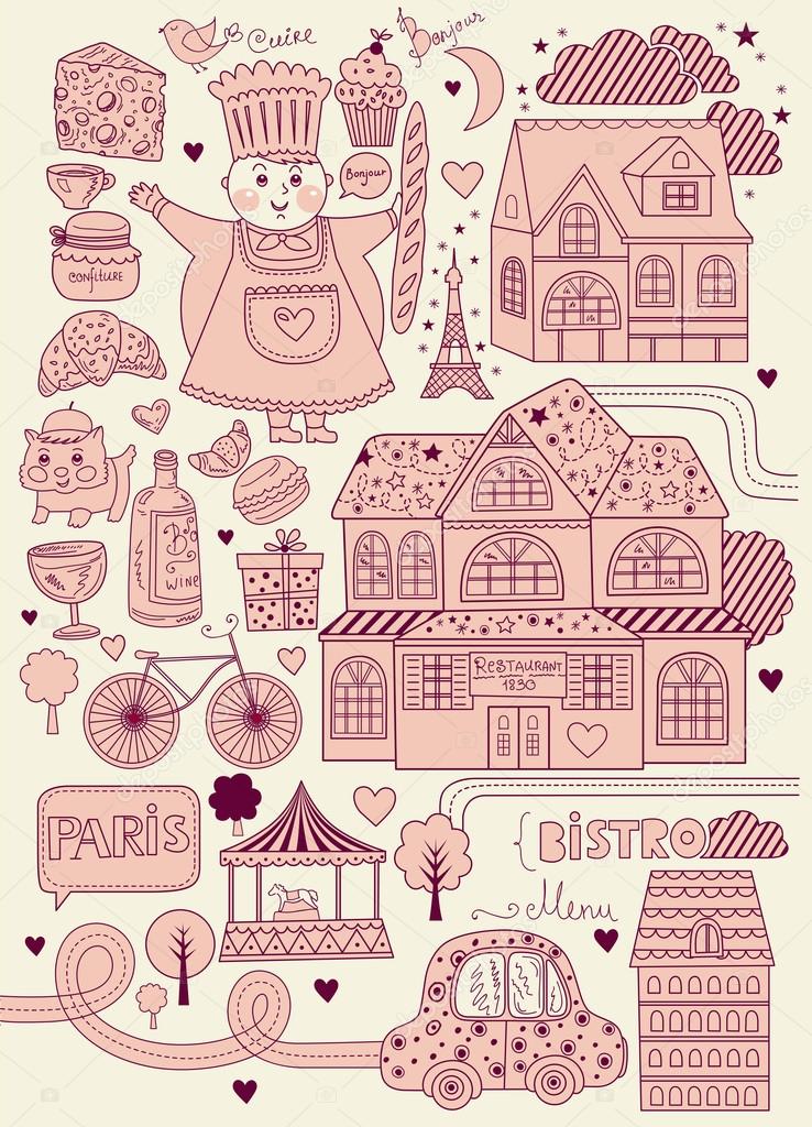 Vector set of Paris symbols Stock Vector Image by ©Molesko #18732223