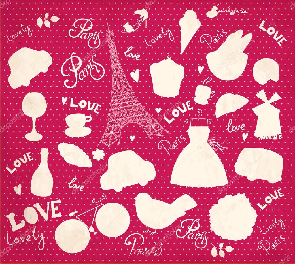 Vector set of Paris symbols Stock Vector Image by ©Molesko #23600605