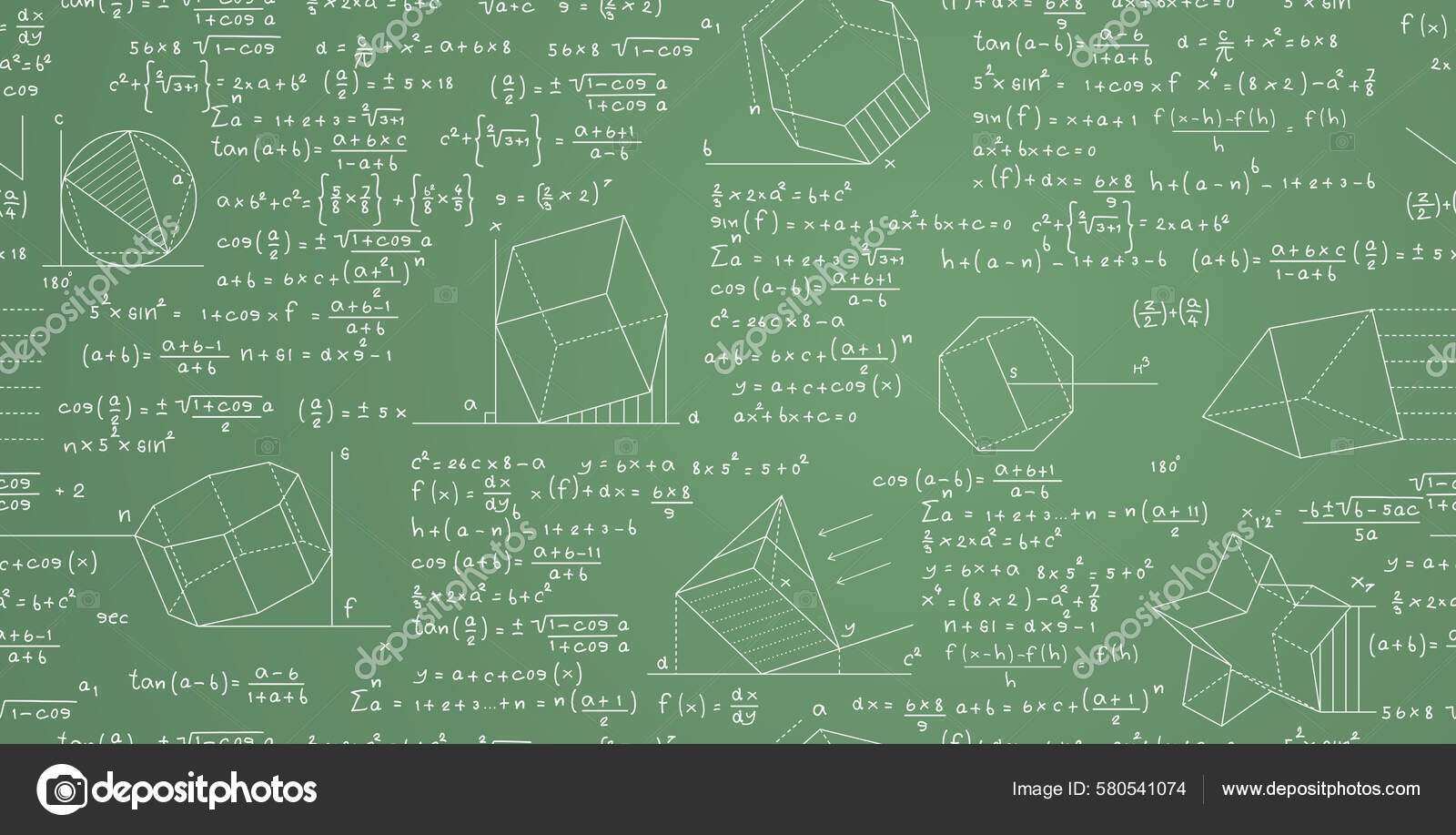 Seamless Geometric Shapes Numbers Formulas Chalkboard Stock Vector ...