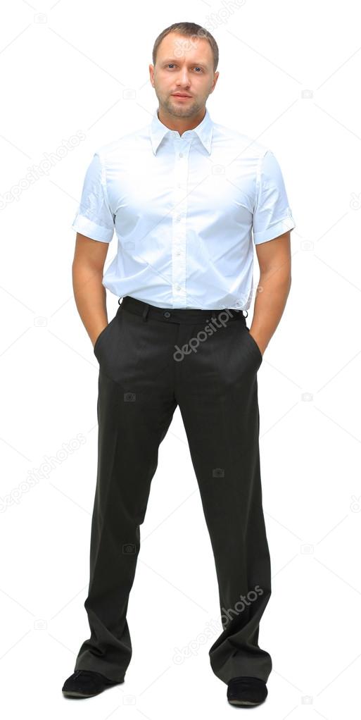 cuerpo completo del hombre joven aislado sobre fondo blanco — Fotos de ...