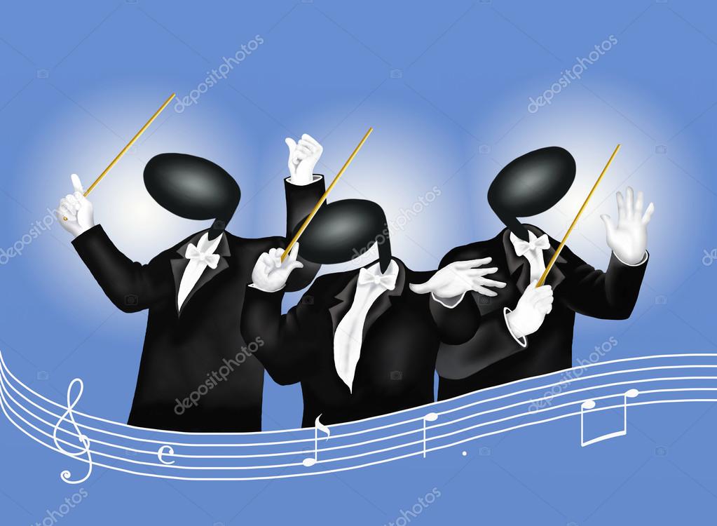 A music conductor with Musical Notes and Sound Waves — Stock Photo ...