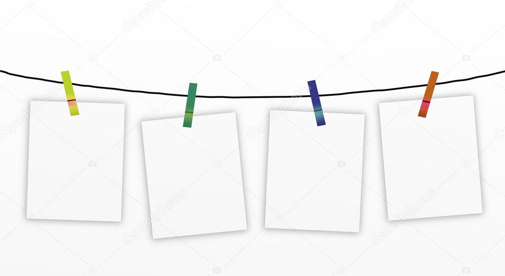 Four Blank Notes Hanging on A Clothesline. — Stock Photo © Iamnee #28120061