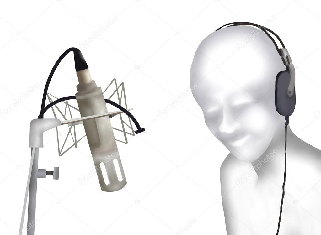 Singer Laying Down Some Vocal Tracks in A Recording Studio. Stock Photo ...