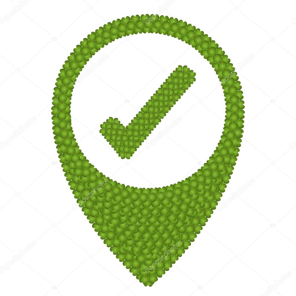 Trébol de cuatro hojas de la marca de verificación y el icono de la ...