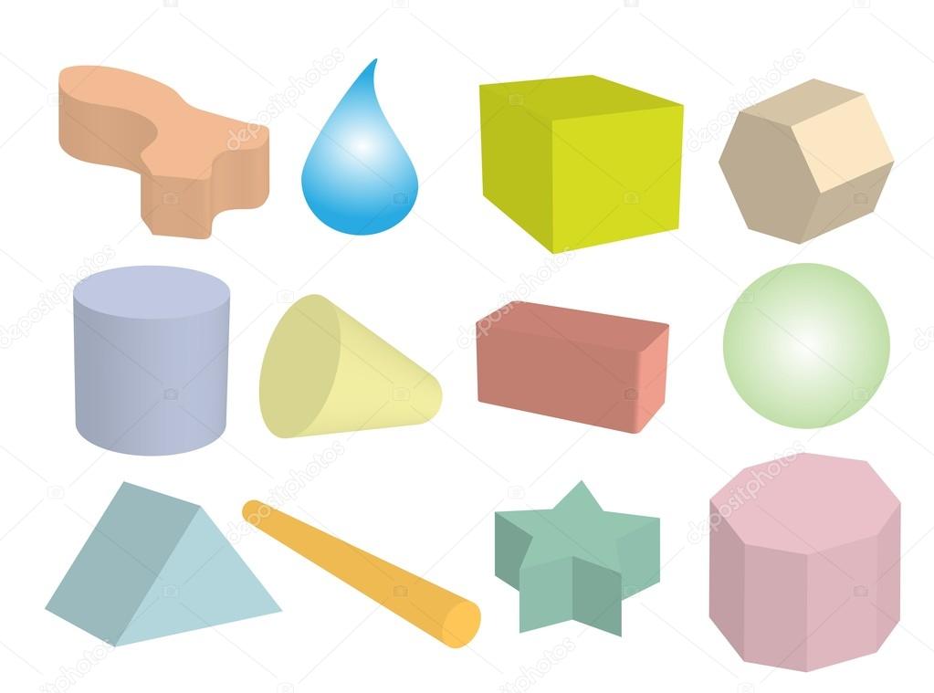 Conjunto de objetos geométricos en varios colores: fotografía de stock ...