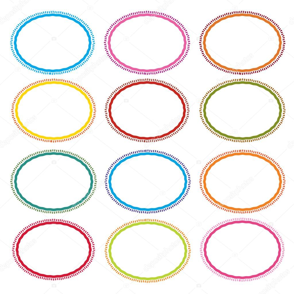 Conjunto de ilustraciones coloridas de marcos ovalados sobre fondo ...