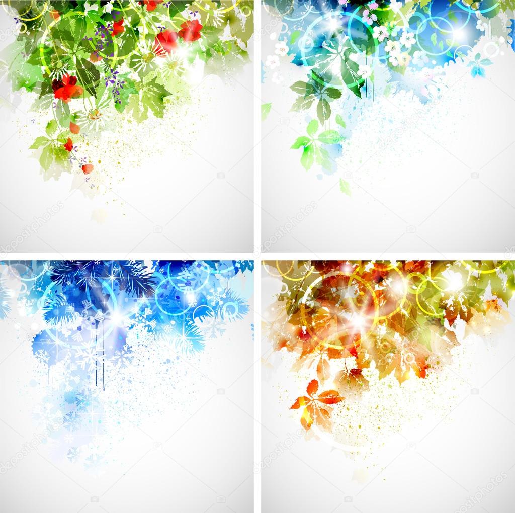 Set of four seasons background Stock Vector Image by ©antart #33358761