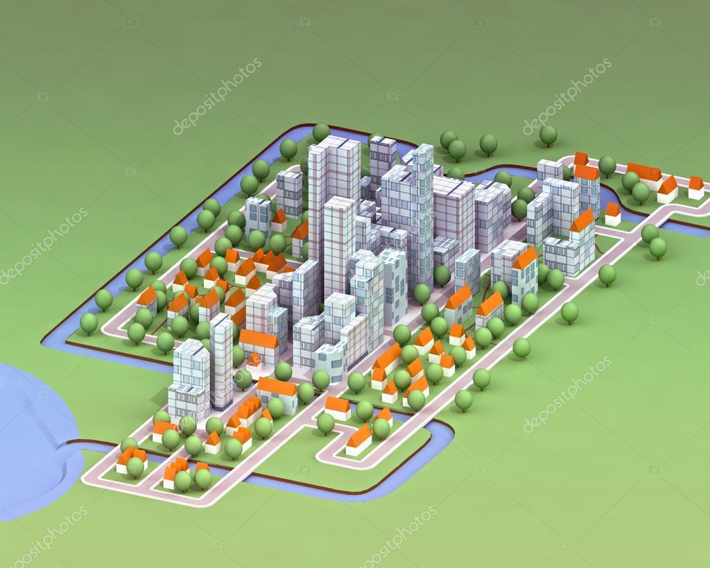 Landscape general view on new sustainable city concept development ...