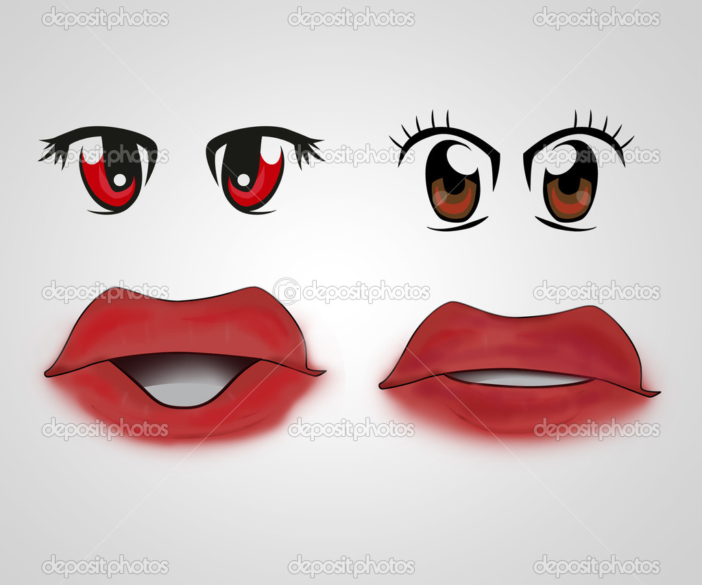 Pink and red cartoon face Stock Illustration by ©Adikk #21196895