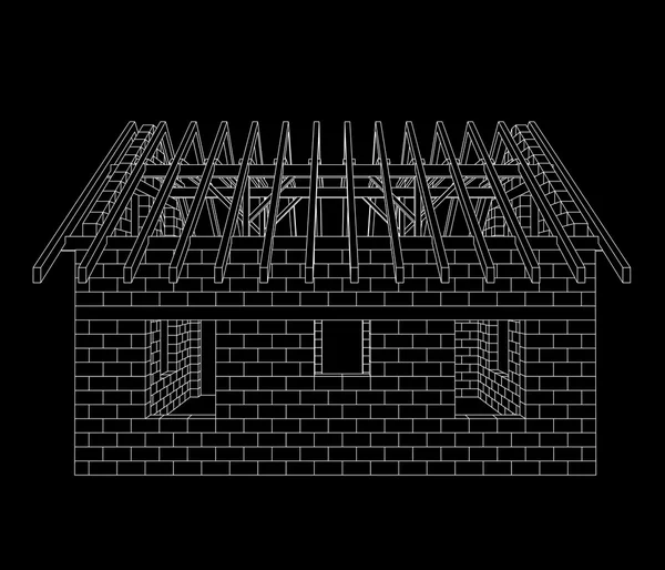 Front house construction line drawing vector Stock Vector Image by ...